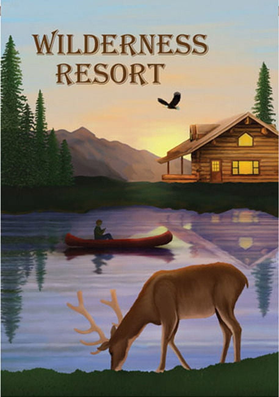 Wilderness Resort Outdoors Garden Flag Camping Log Cabin Decorative ...