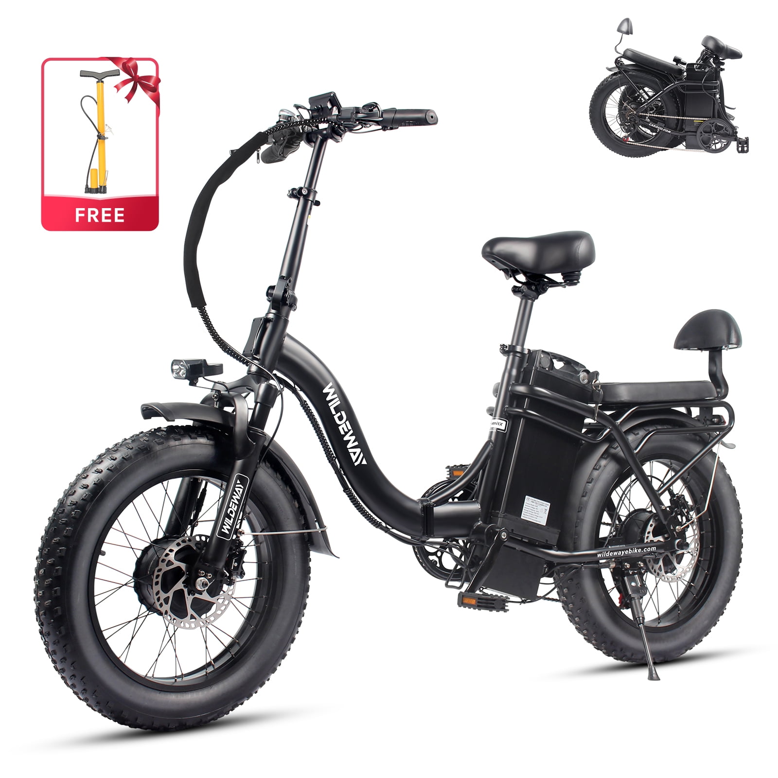 Wildeway Folding Dual Motors 2000W Mountain Bike for Adult, UL2849 48V 32AH Removable Battery ...