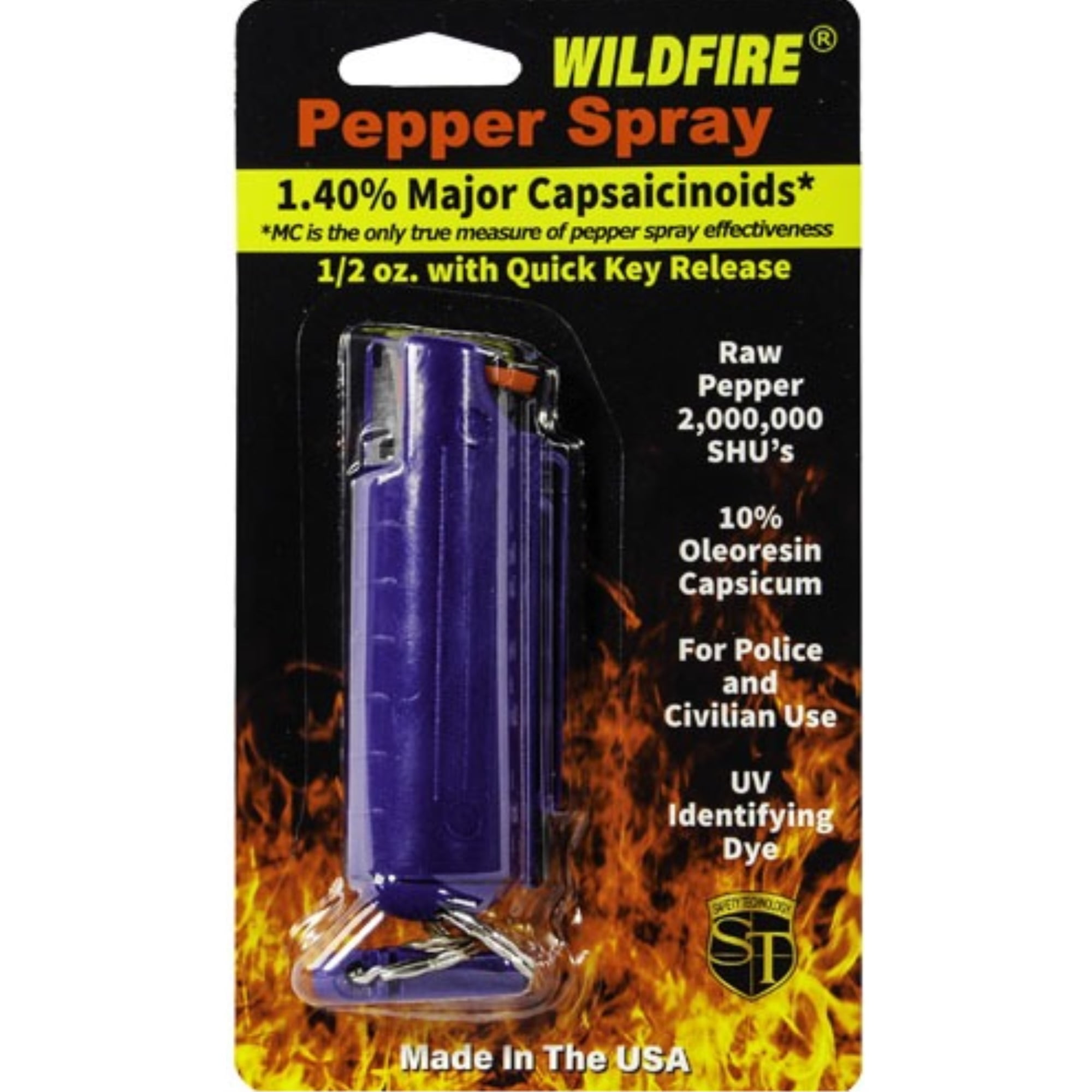 Safety Technology Wildfire Pepper Spray, 1.4% MC, UV Dye, 1/2 oz, Hard ...