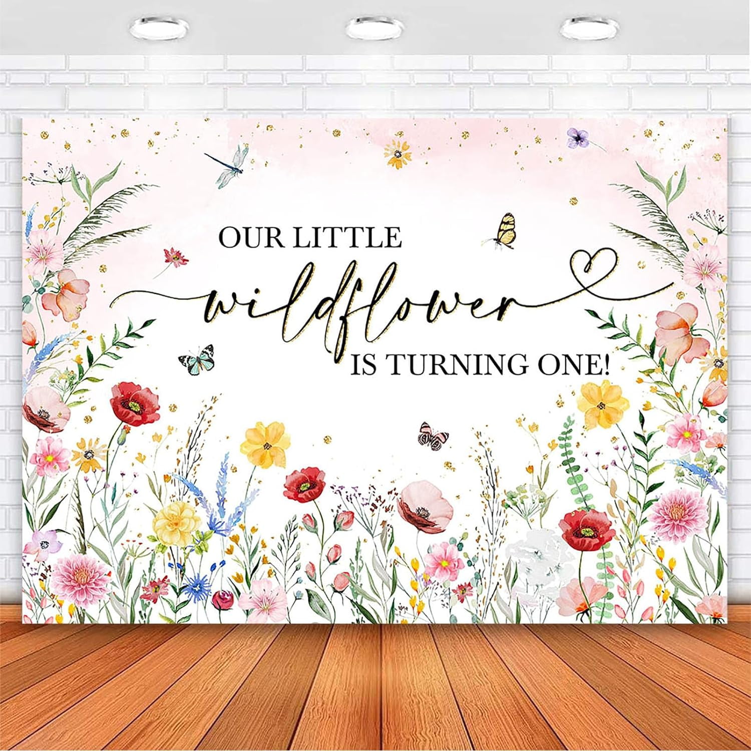 Wildflower 1st Birthday Backdrop Floral Our Little Wildflower is ...