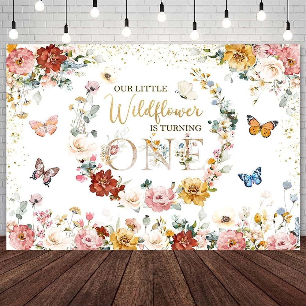 Wildflower 1st Birthday Backdrop for Girl Our Little Wildflower is ...