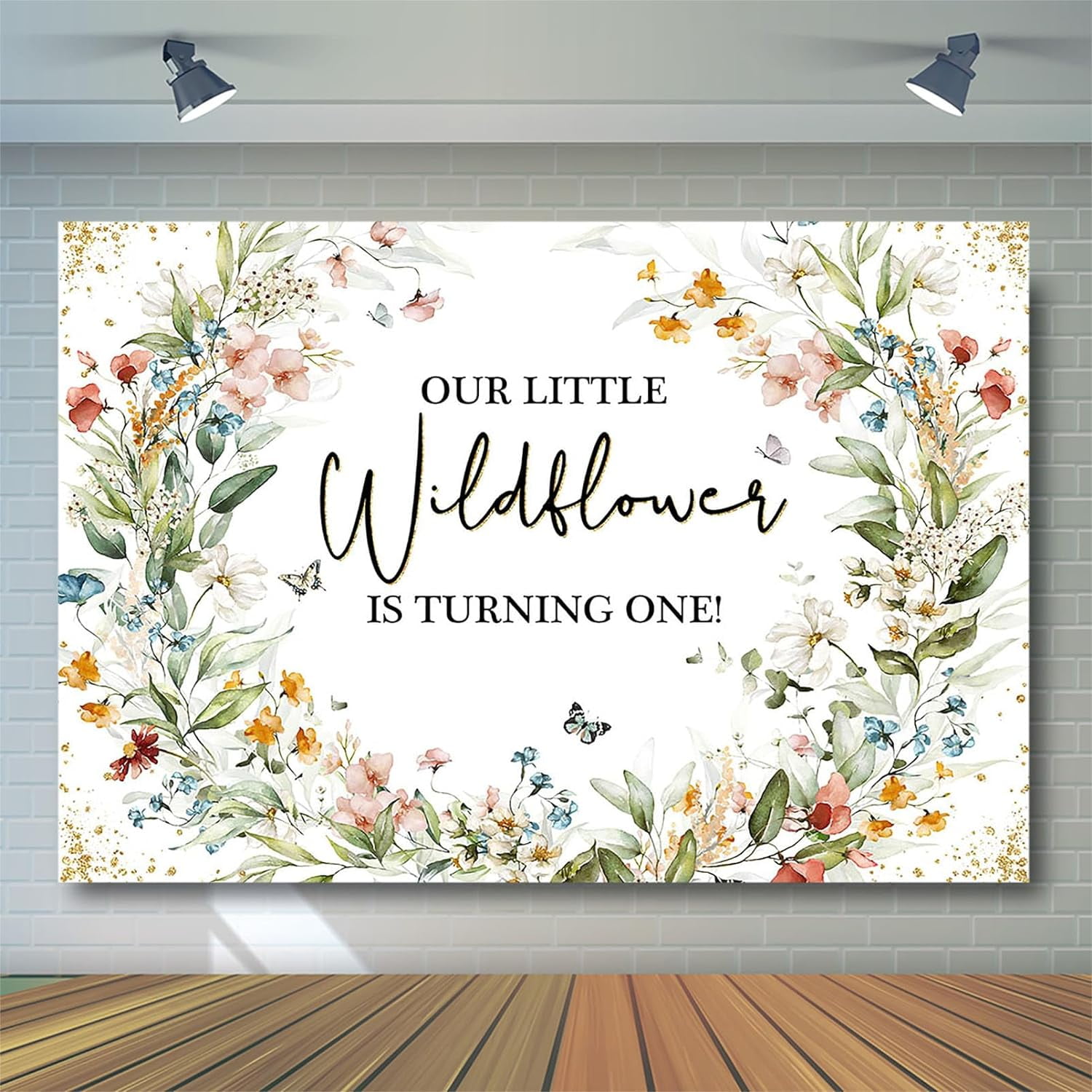 Wildflower 1st Happy Birthday Backdrop Wildflower First Birthday Party ...