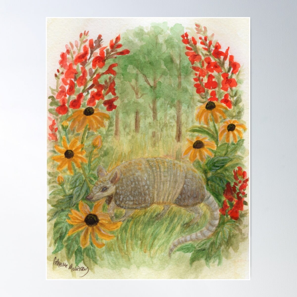 Wildflower Armadillo Poster Wall Art, Modern Wall Decor For Living Room ...