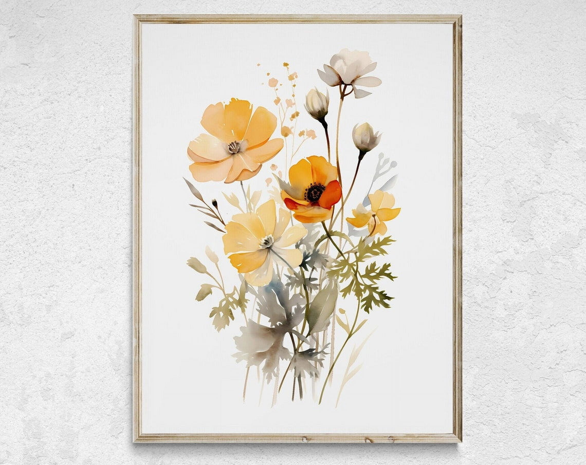 Wildflower Art Print, Floral Wall Print, Botanical Art Print, Neutral ...