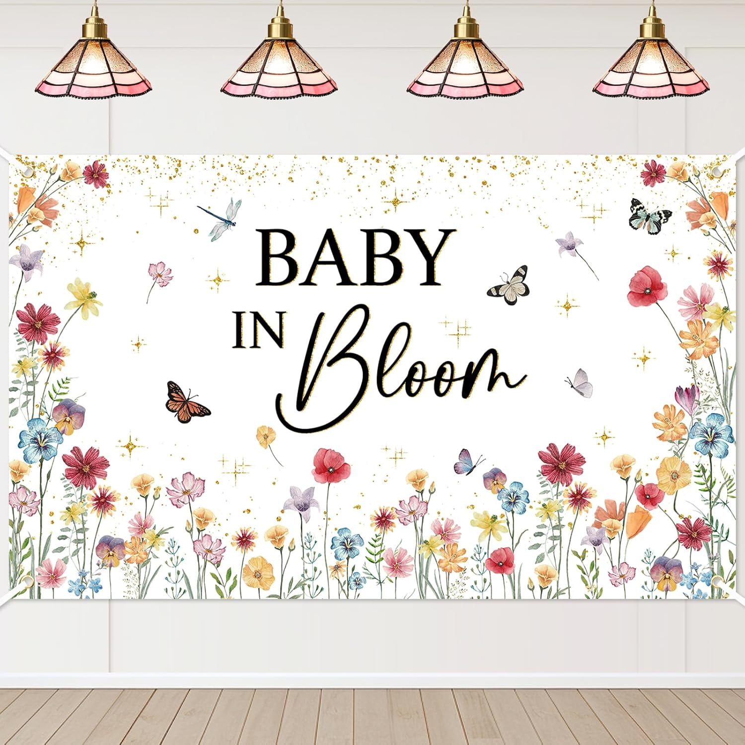 Wildflower Baby in Bloom Backdrop Banner Wildflower Baby Shower Party ...