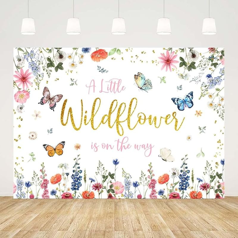 Wildflower Baby Shower Backdrop for Girl A Little Wildflower is On The ...