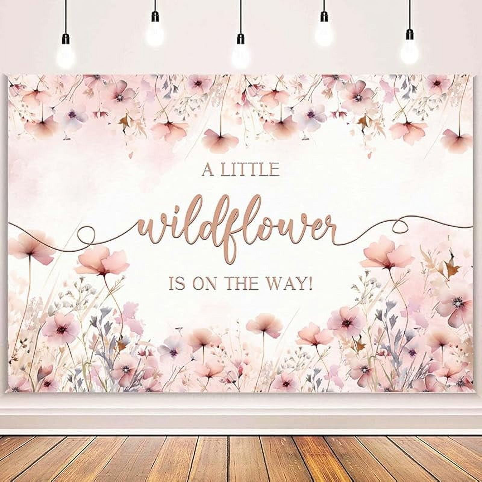 Wildflower Baby Shower Backdrop for Girls A Little Wildflower is On The ...