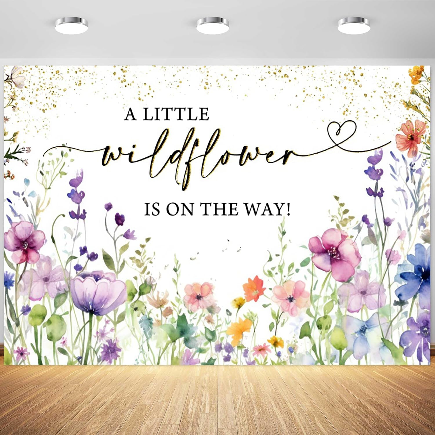 Wildflower Baby Shower Backdrop A Little Wildflower is On The Way Baby ...