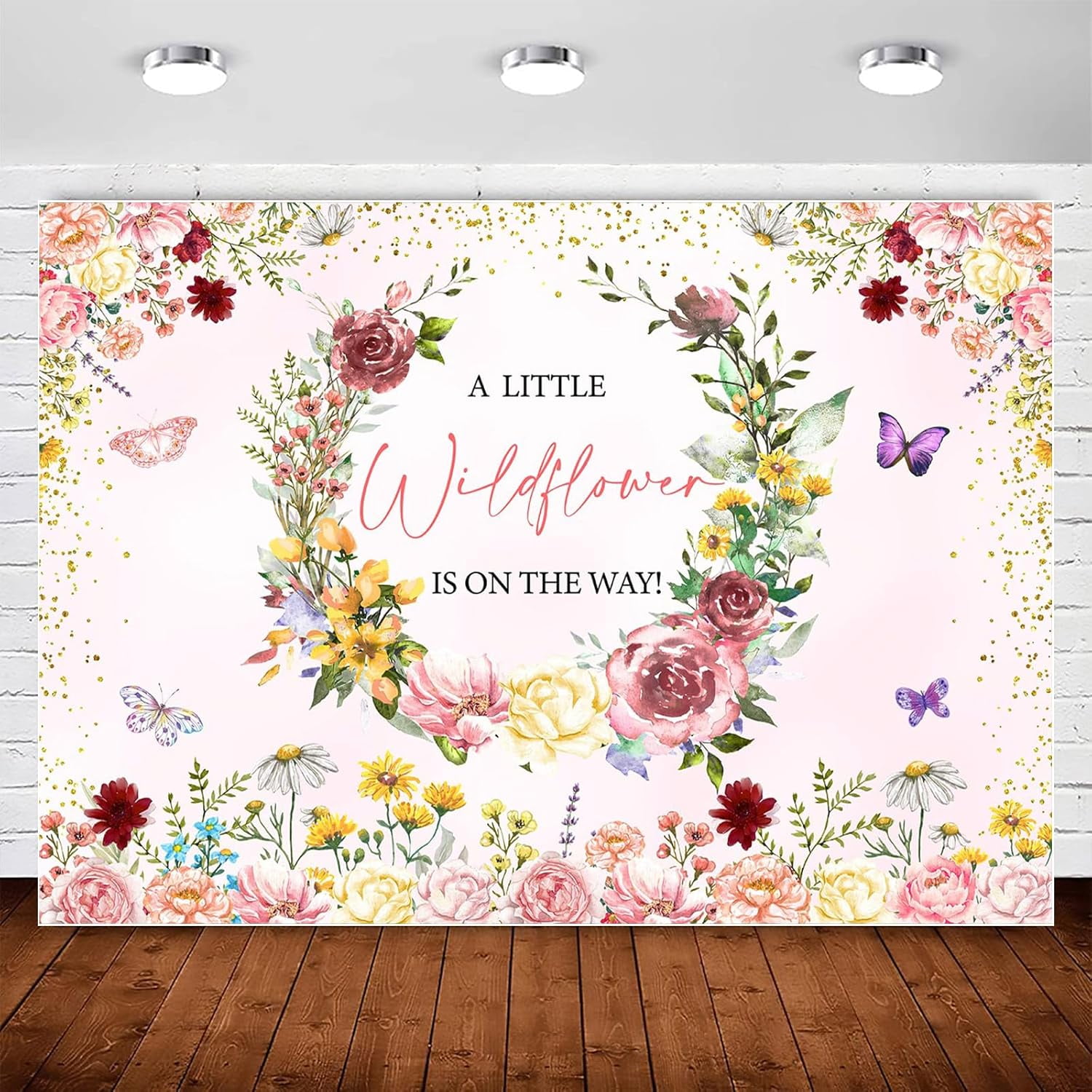 Wildflower Baby Shower Backdrop Pink Floral Party Decorations for Girls ...
