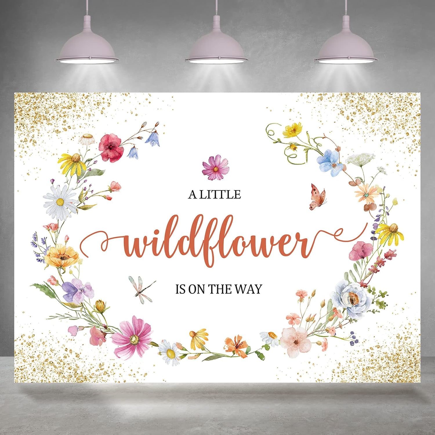 Wildflower Baby Shower Backdrop Watercolor Floral Photography ...