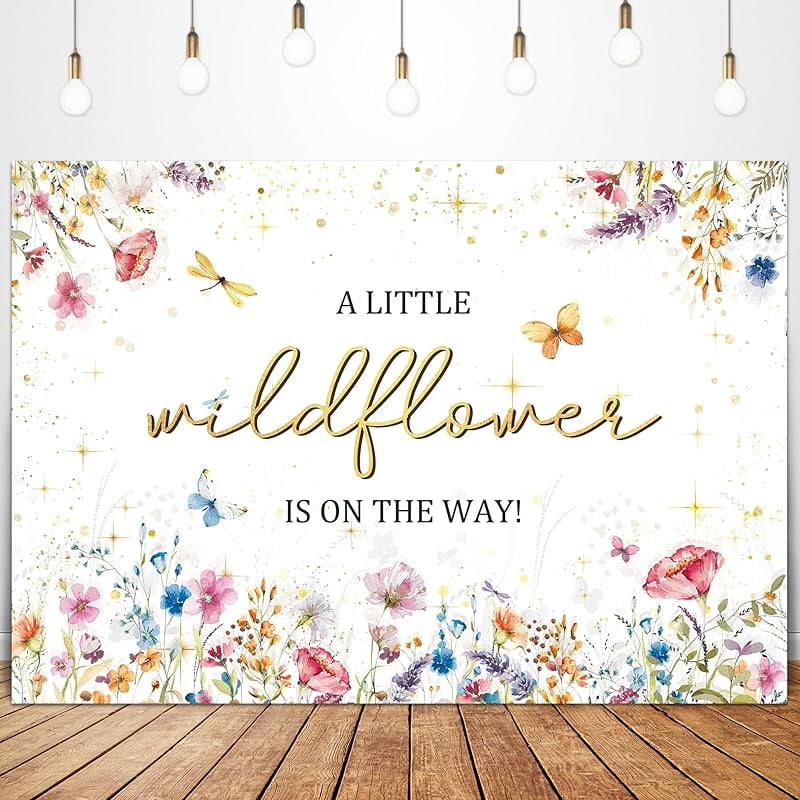 Wildflower Baby Shower Decorations A Little Wildflower is On The Way Baby Shower Backdrop She is ...