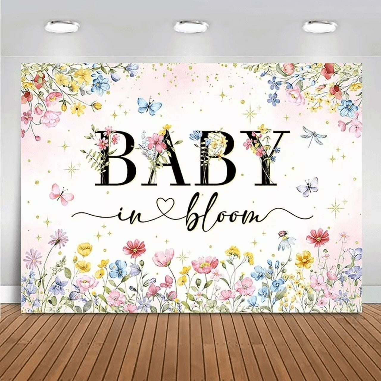 Wildflower Backdrop Baby in Bloom Floral Baby Shower Decorations Girls ...