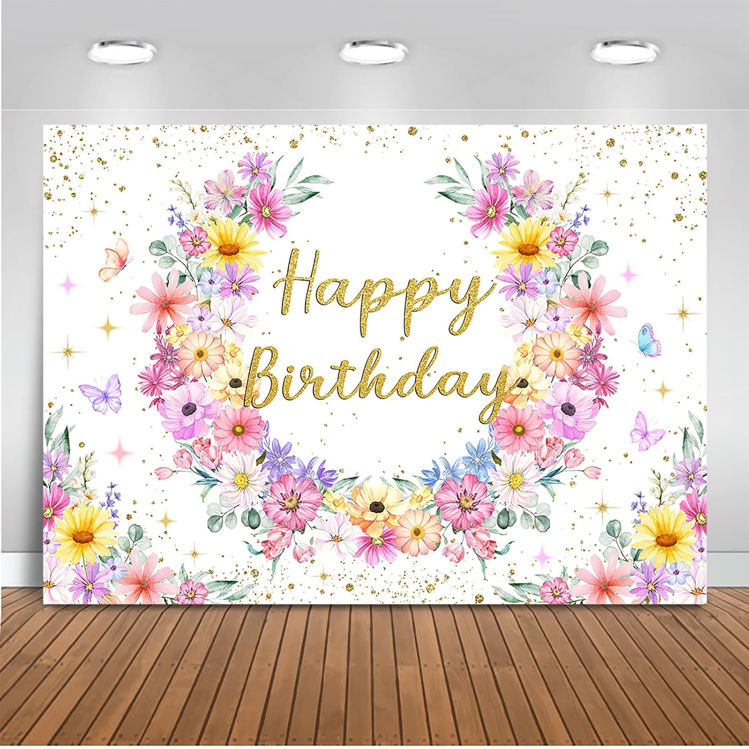 Wildflower Birthday Backdrop Floral Wildflower Birthday Decorations ...