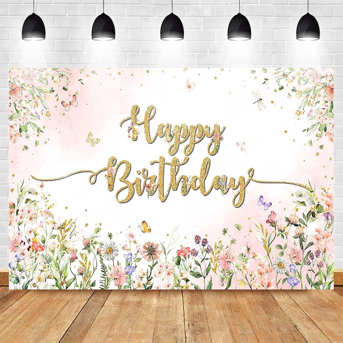 Wildflower Birthday Backdrop Watercolor Floral Photography Background ...