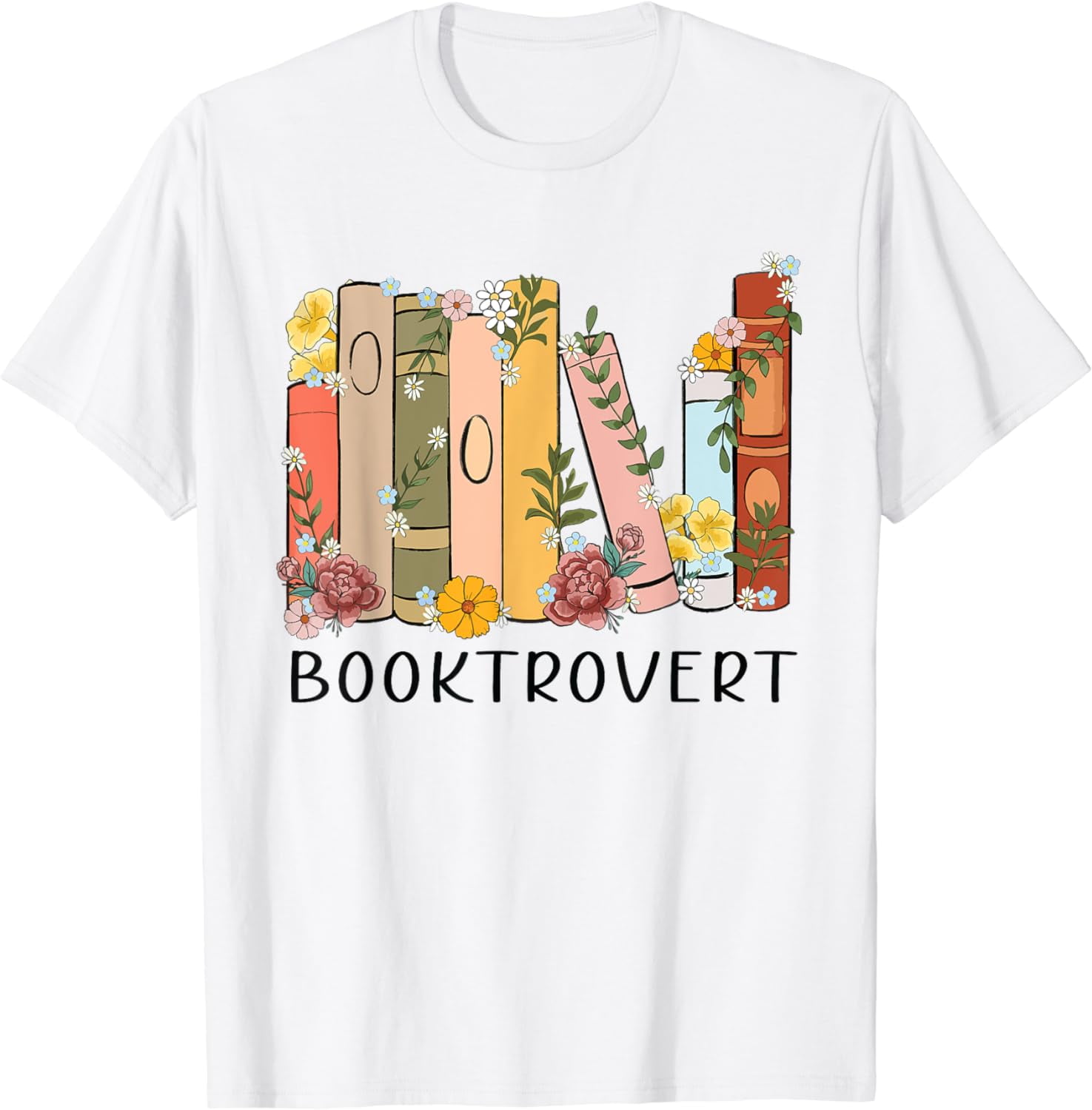 Wildflower Book Booktrovert Floral Reading Bookworm Womens T-Shirt ...