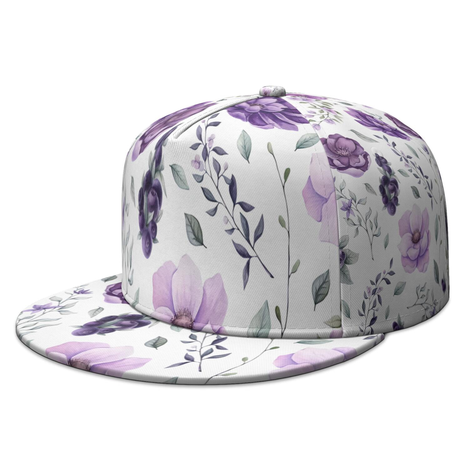 Wildflower & Butterfly Snapback Cap, Flat Brim Adjustable Hat, Vintage ...