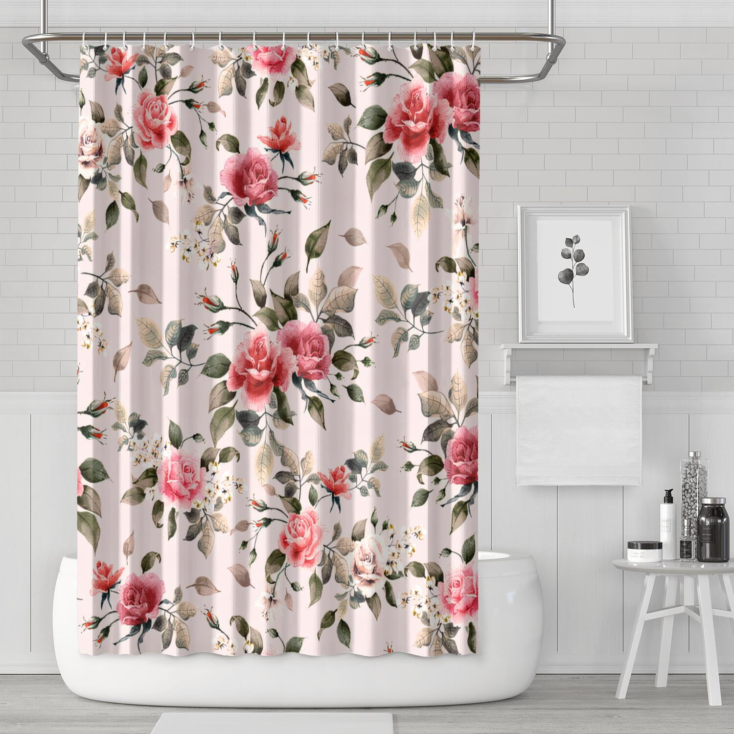 Wildflower Butterfly and Tropical Leaves Shower Curtain 72x72, Colorful ...