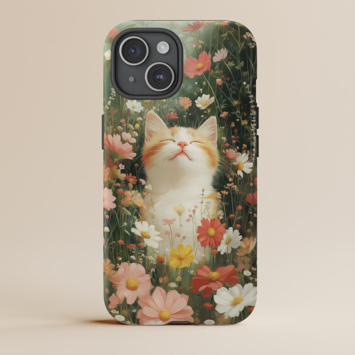 Wildflower Cat Glow Phone Case Cottagecore Floral Art for iPhone 17 16 ...