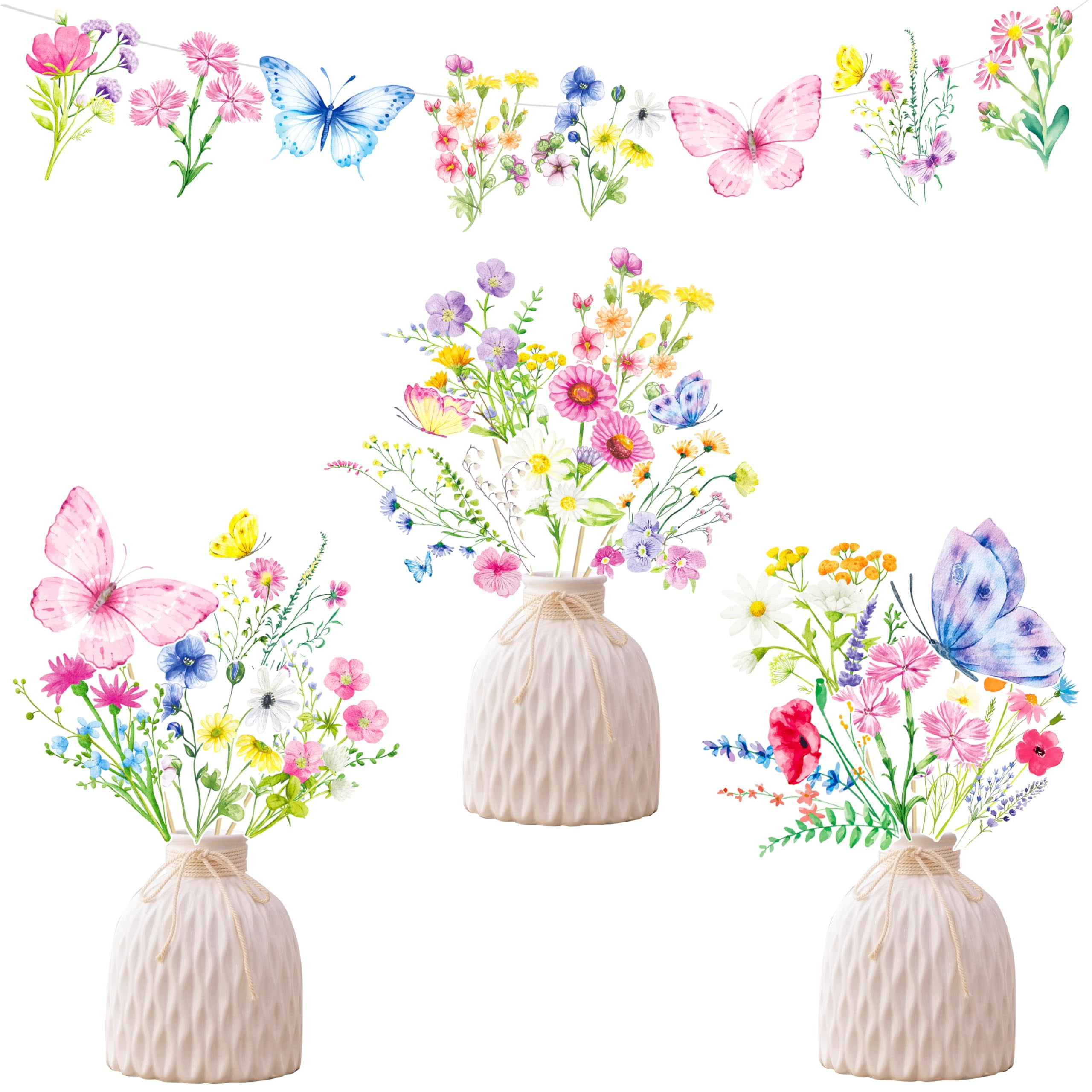 Wildflower Centerpiece Sticks Wildflower Birthday Party AFN1Decorations ...