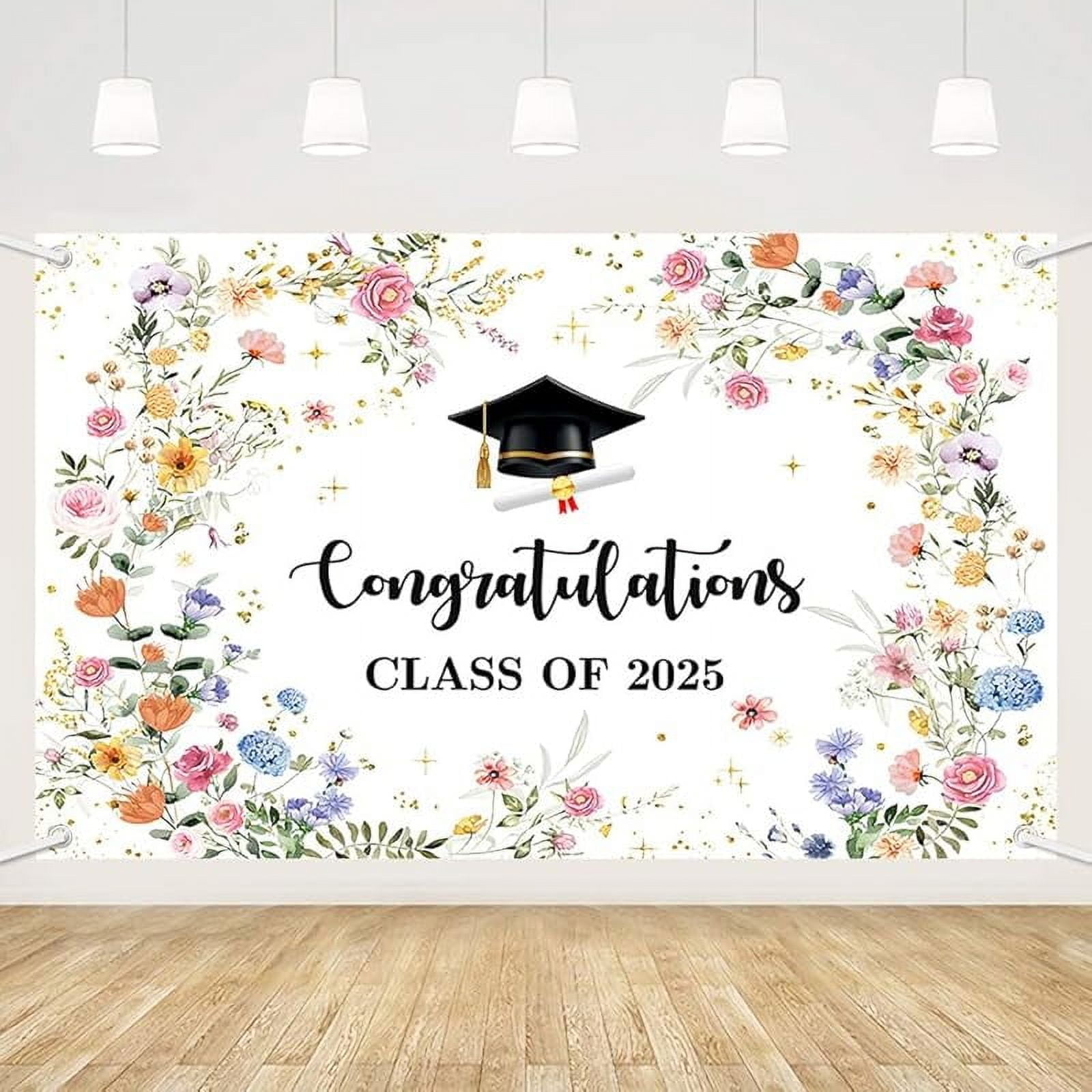 Wildflower Class of 2025 Backdrop Watercolor Floral 2025 Graduation ...