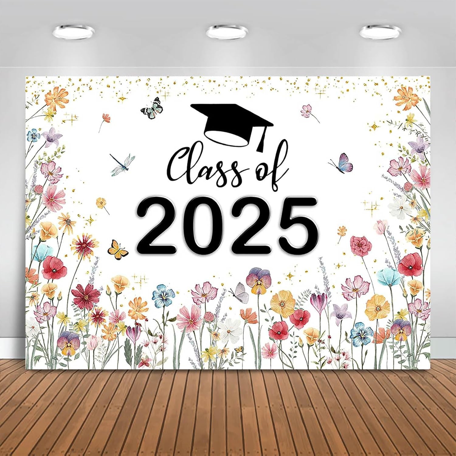 Wildflower Class of 2025 Backdrop Watercolor Floral 2025 Graduation ...