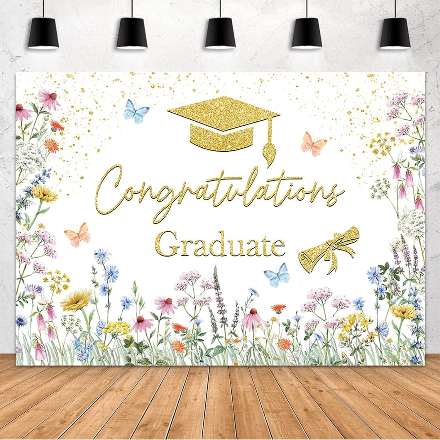 Wildflower Congratulation Graduate Backdrop Class of 2025 Graduation ...