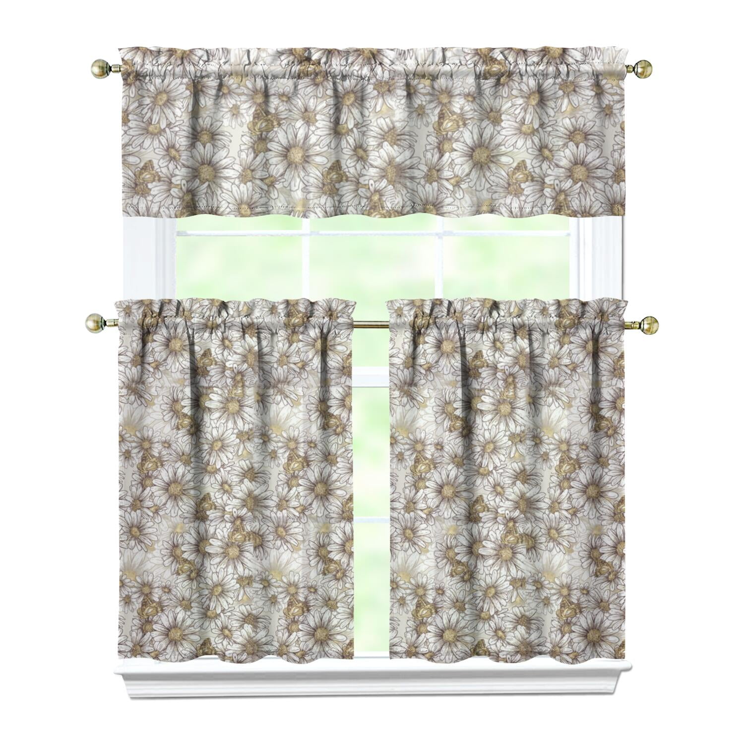 Wildflower Country Curtains 36 Inch - 3 Panel Vintage Bohemian Set with ...