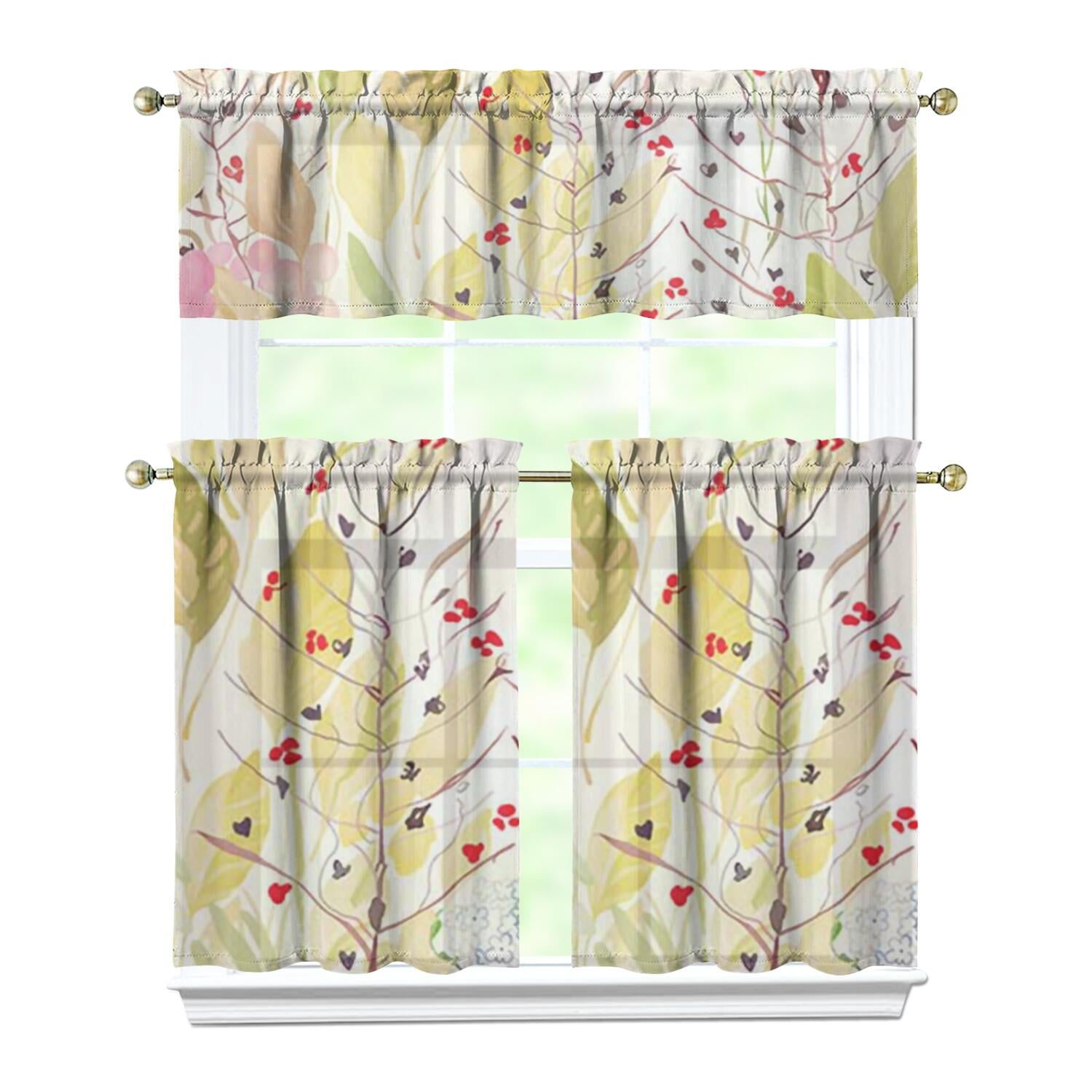 Wildflower Country Curtains 36 Inch - 3 Panel Vintage Bohemian Set with ...