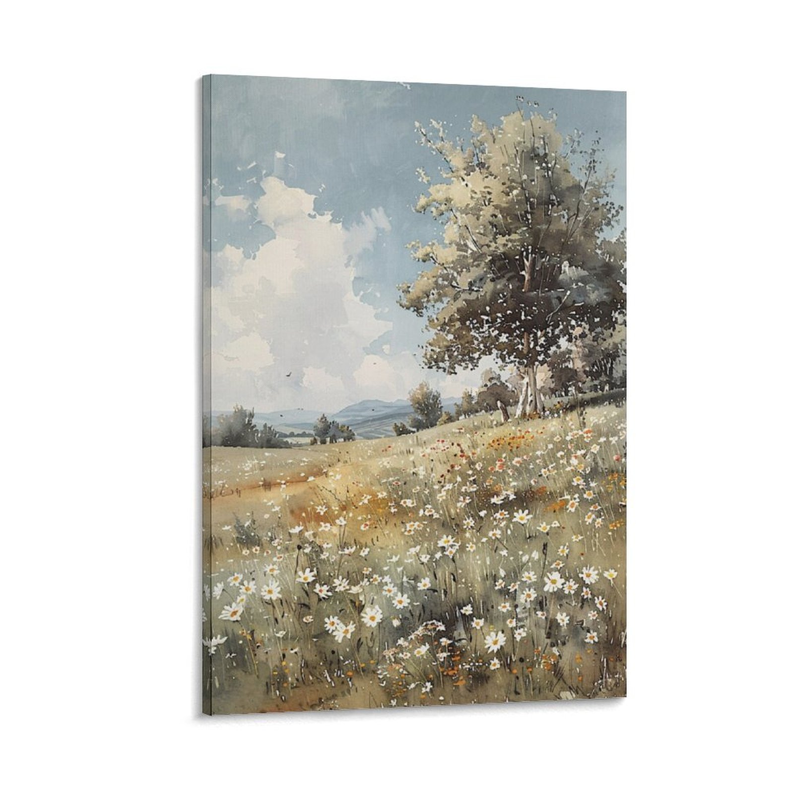 Wildflower Country Landscape Wall Art Print Spring Meadow Vintage ...