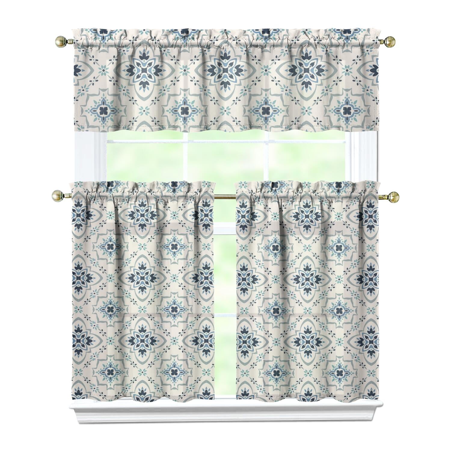 Wildflower Farmhouse Curtains 36 Inch - 3 Panel Rustic Bohemian Set ...