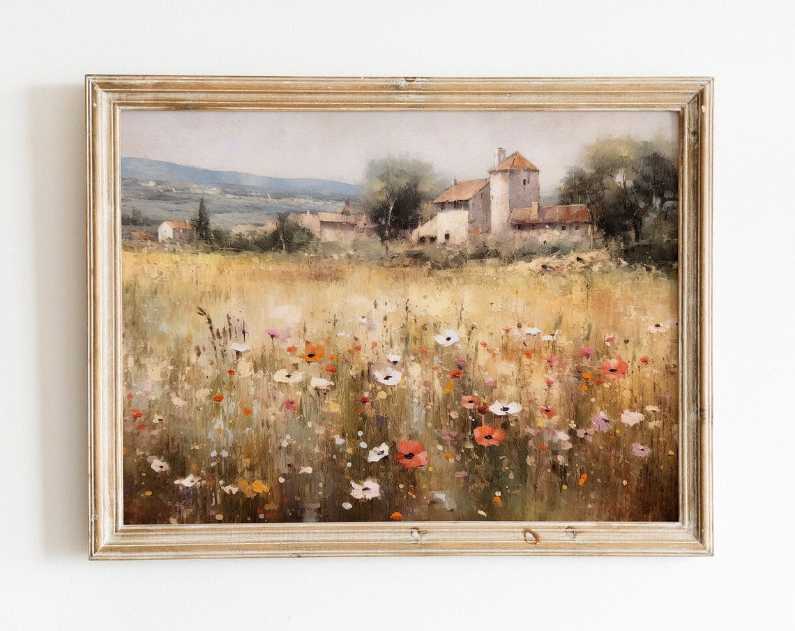 Wildflower Farmhouse Vintage Print, Rustic Farmhouse Art, Mediterranean ...