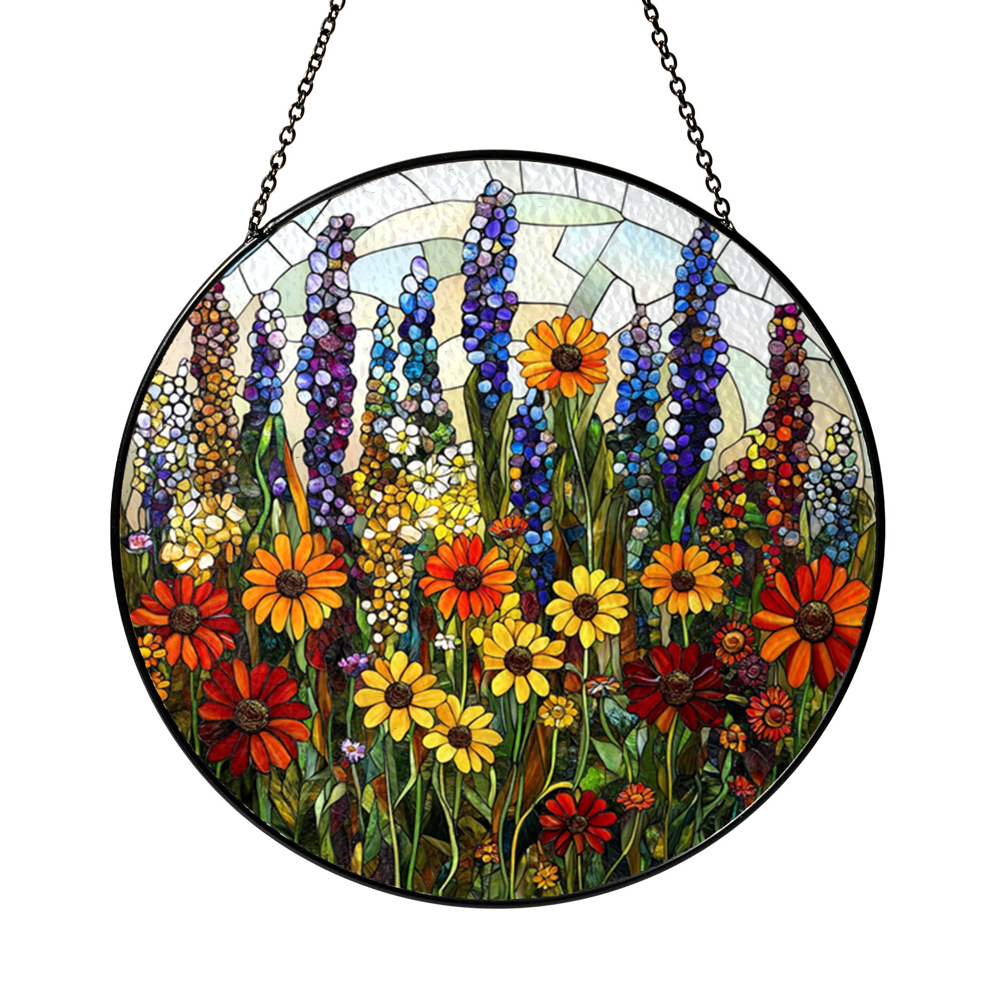 Wildflower Faux Stained Glass Style Window Suncatcher, Colorful ...