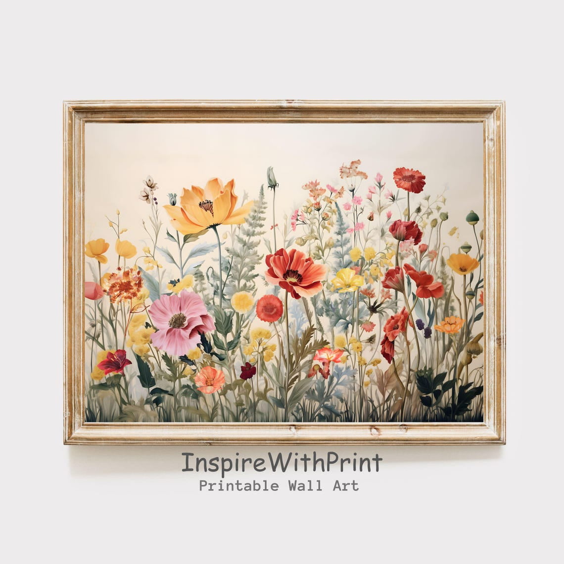 Wildflower Field Art, Colorful Flower Landscape Wall Art, Spring ...