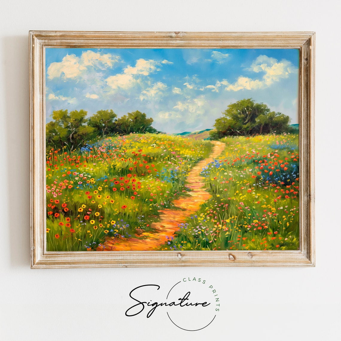 Wildflower Field, Country Path Artwork, Rustic Meadow Scene, Nature ...