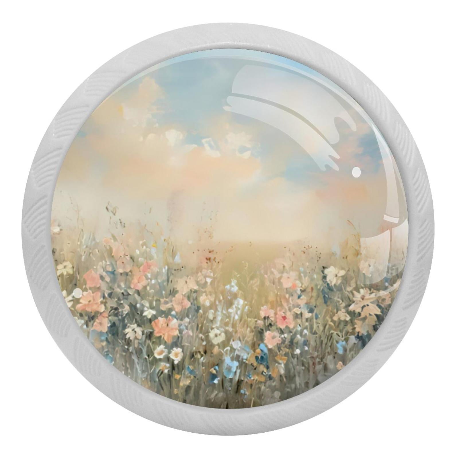 Wildflower Field Flower Meadow Art Floral Pattern 4PCS Cabinet Knobs ...