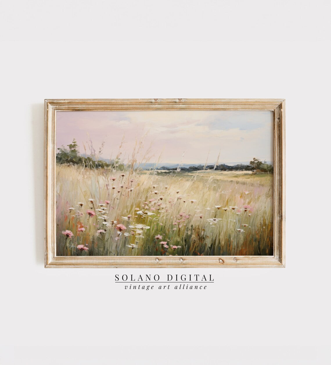 Wildflower Field Landscape Vintage Wall Art Moody Spring Print ...