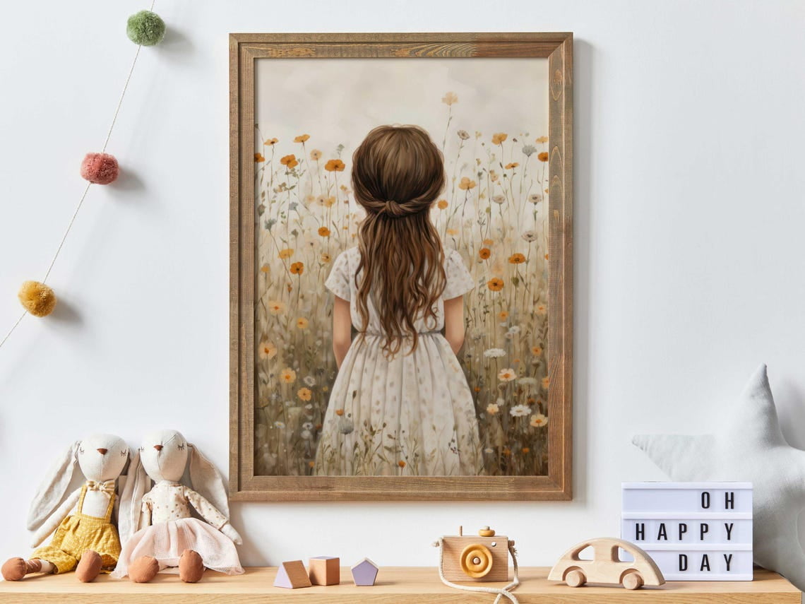 Wildflower Field Nursery Decor, Vintage Girls Room Wall Art, Set Of 3 ...
