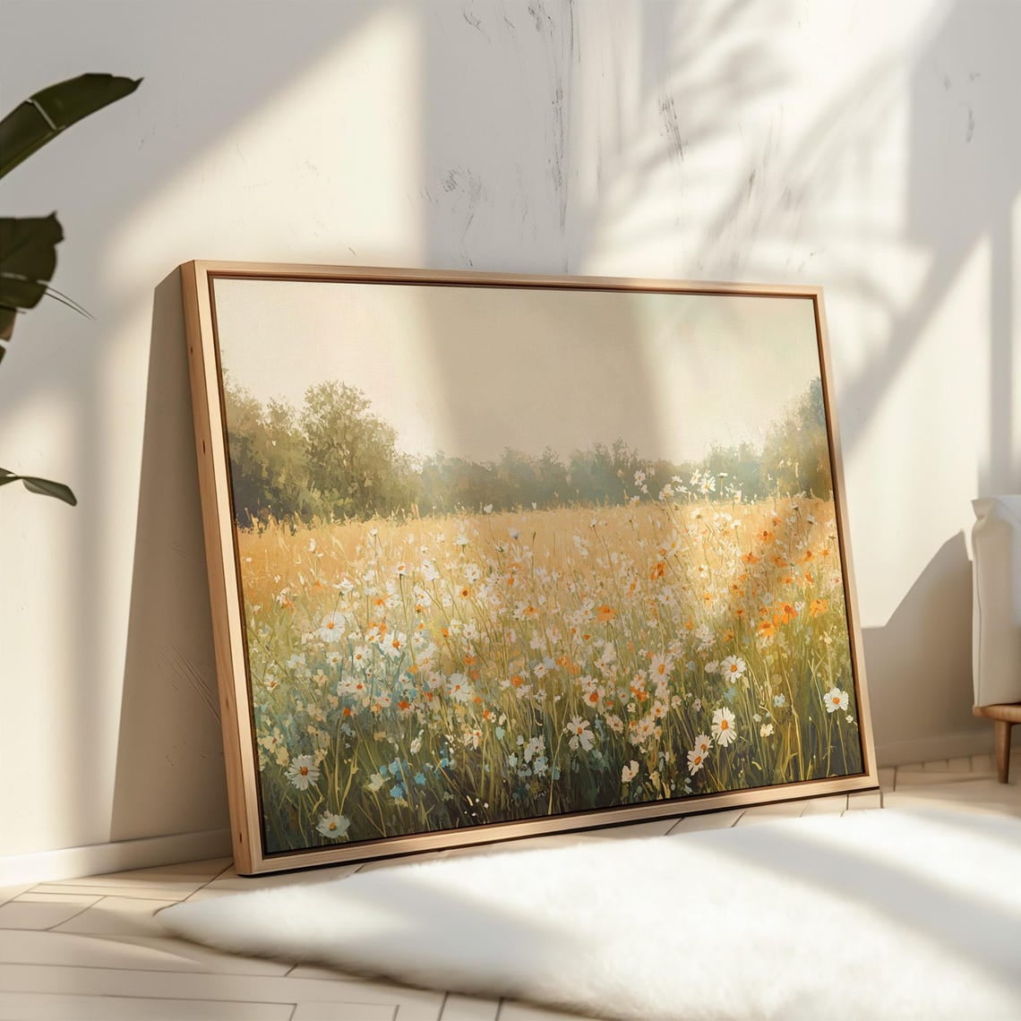 Wildflower Field Painting, Summer Meadow Landscape, Country Floral Wall ...