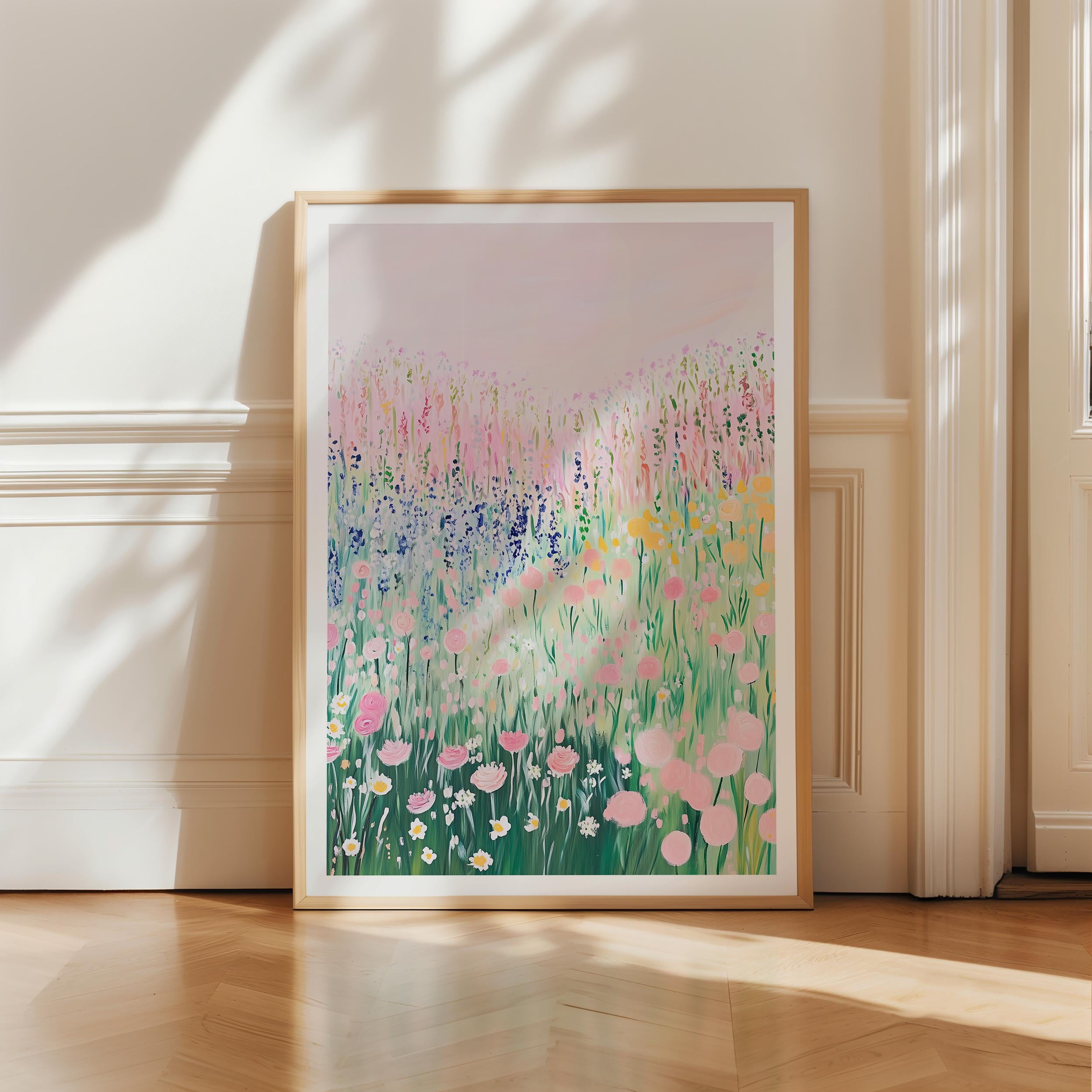 Wildflower Field Pastel Print – Cottagecore Meadow, Soft Garden Flower ...