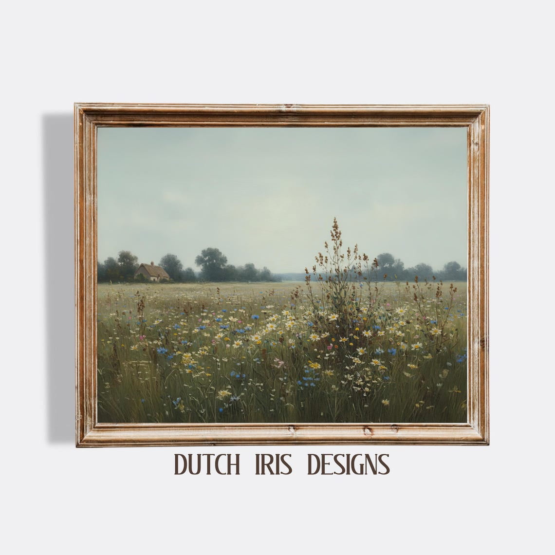 Wildflower Field With Tall Grasses, Rustic Cottagecore Landscape Art ...