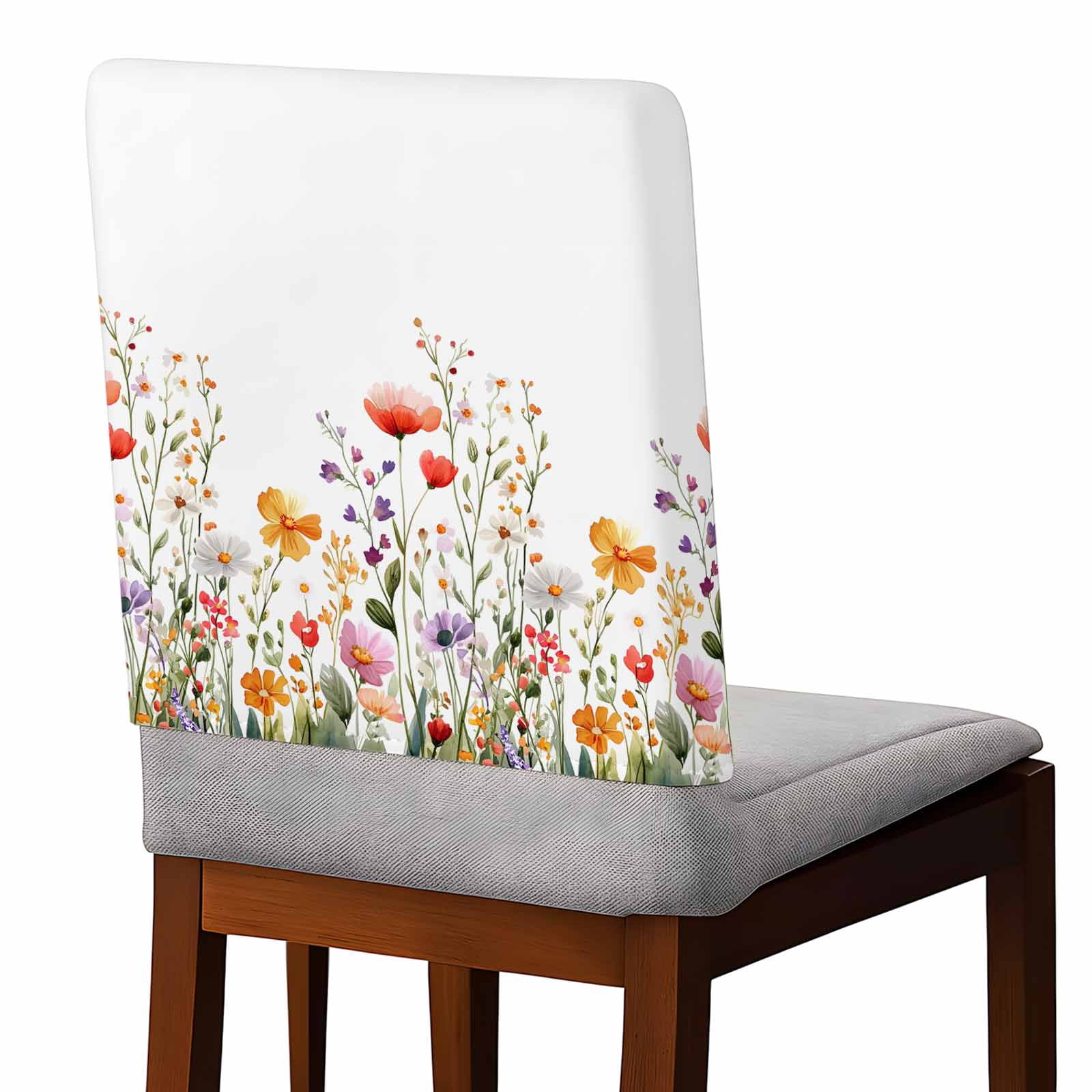 Wildflower Floral Chair Covers Set of 1 Spring Red Pink Yellow Flower ...
