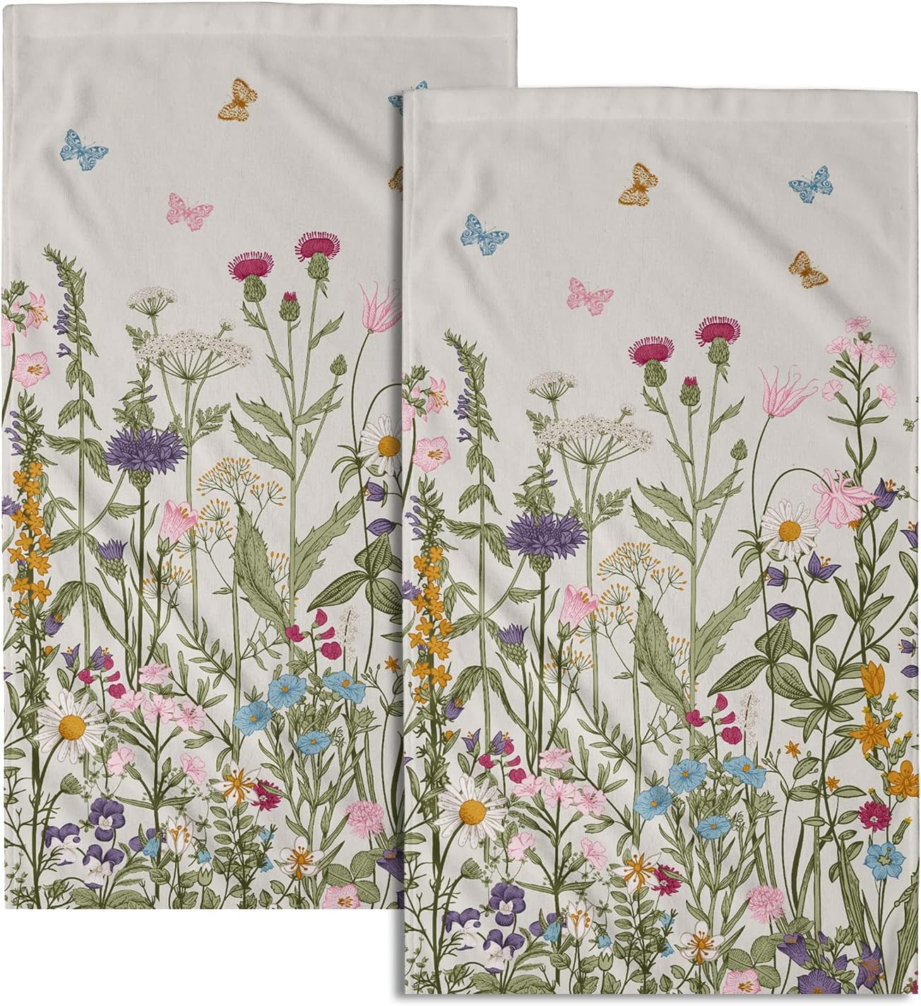 Wildflower Floral Hand Towels 28 x 14 Inch Set of 2, Vintage Flowers ...