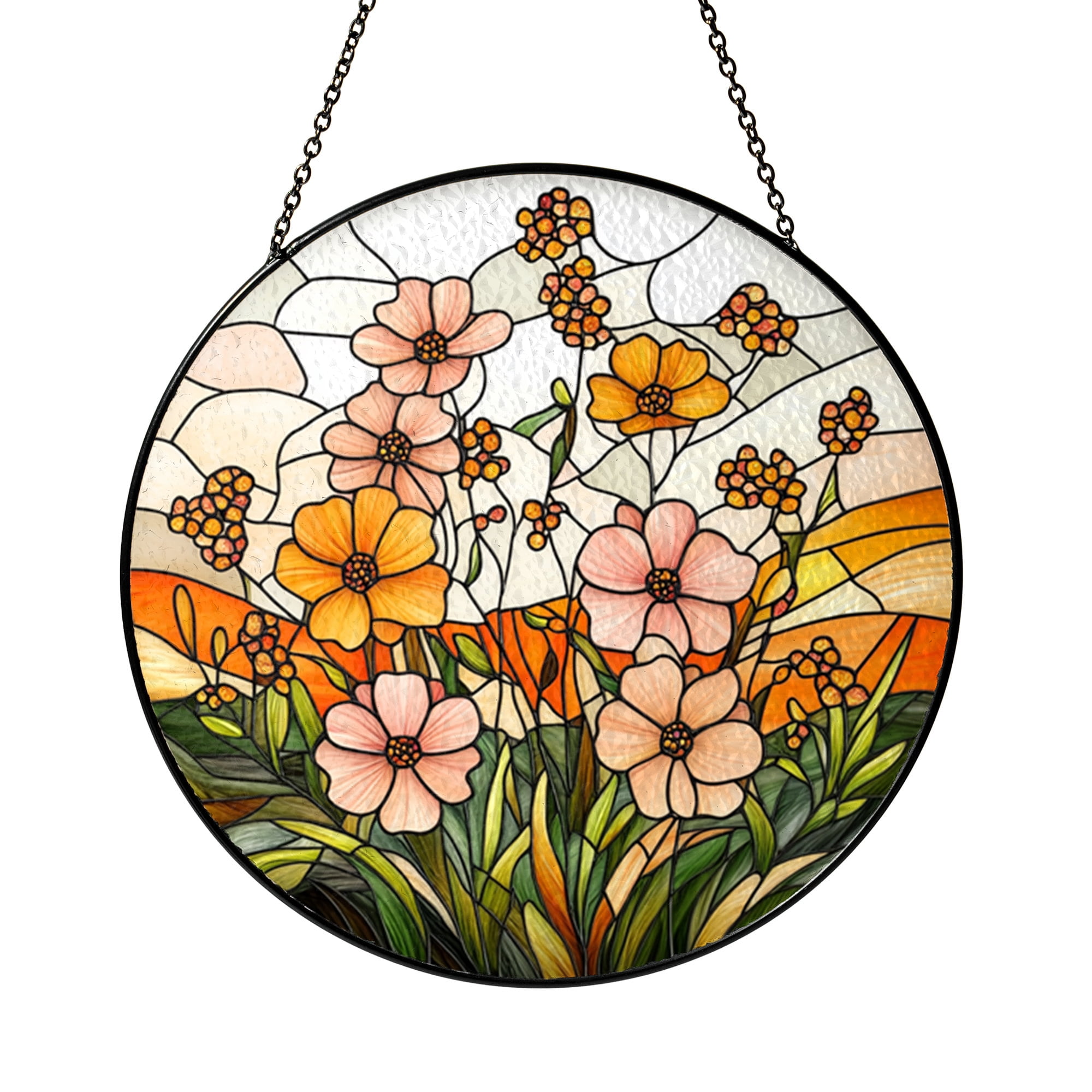 Wildflower Floral Window Hanging Suncatcher Stained Glass Style ...