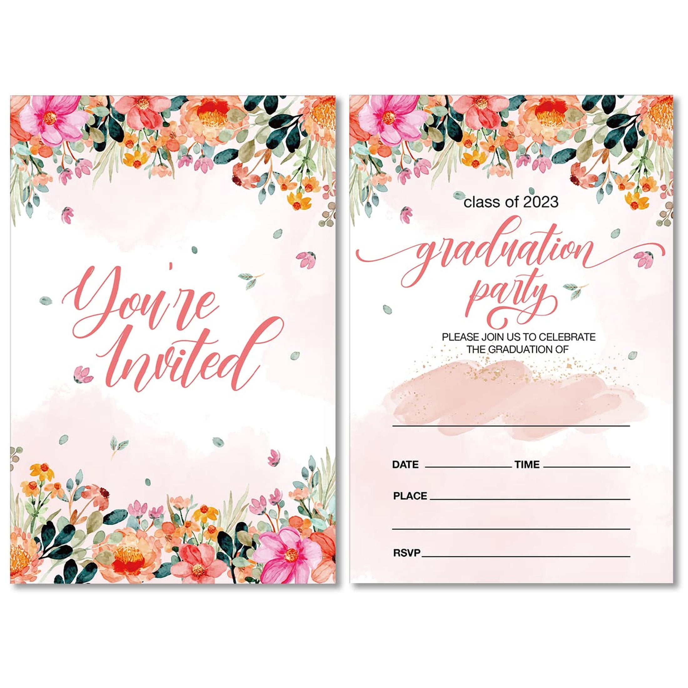 Wildflower Graduation Celebration Invitations Set of 20 with Envelopes ...