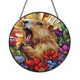 Wildflower Groundhog Sun Catcher Glass Window Hanging Humorous Accent ...