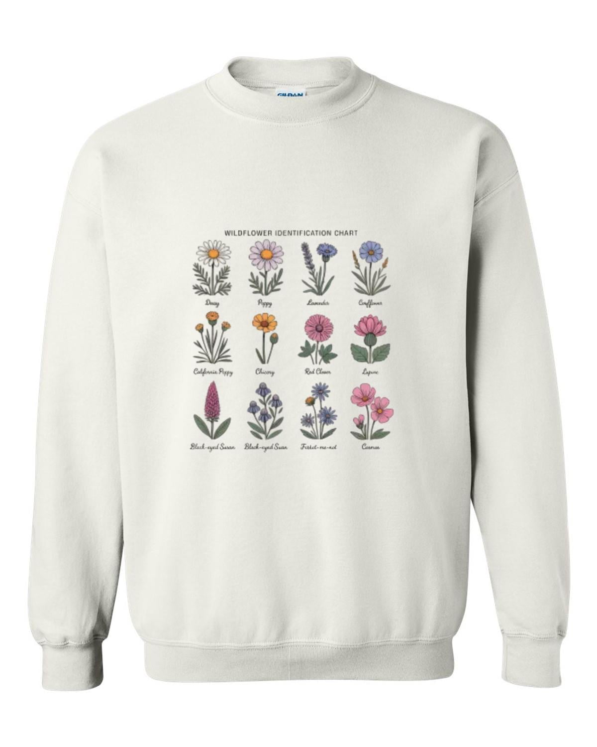 Wildflower Identification Chart Botanical Guide Sweatshirt, for men ...