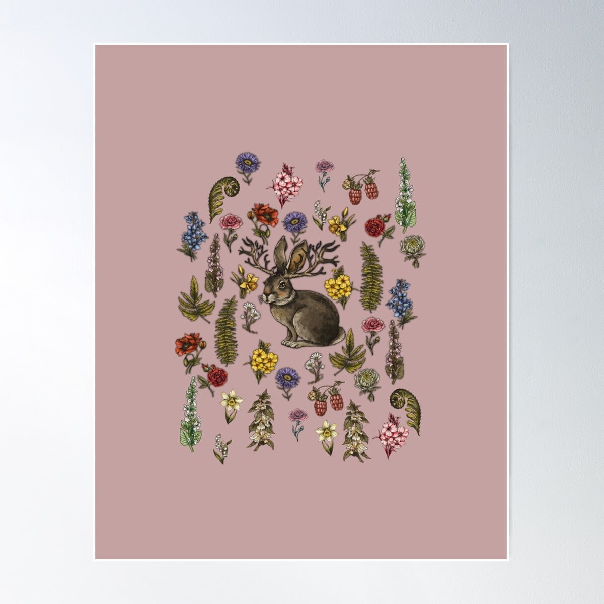 Wildflower Jackalope Poster Wall Art, Modern Wall Decor For Living Room ...