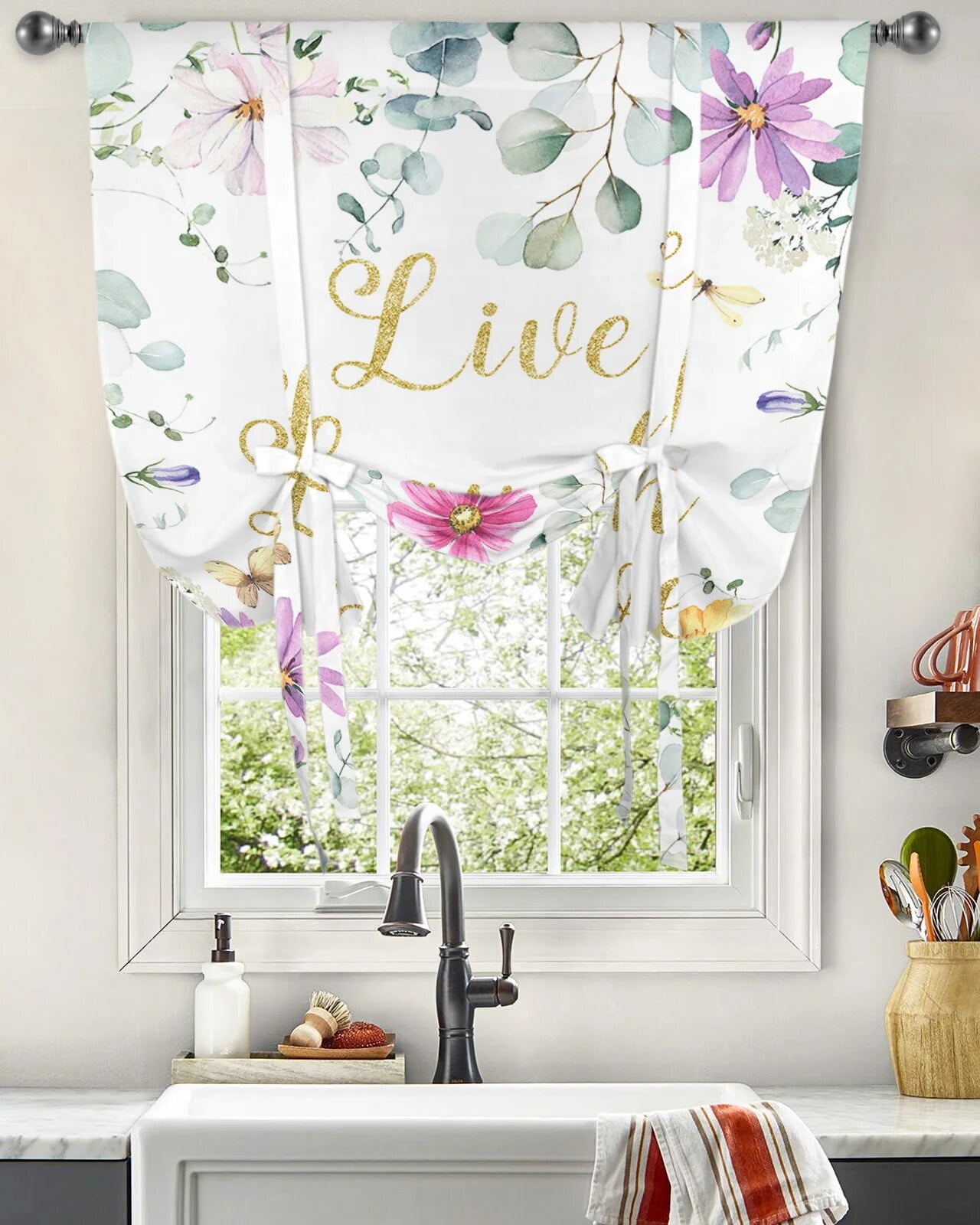 Wildflower Leaves Window Curtain for Living Room Home Decor Blinds ...