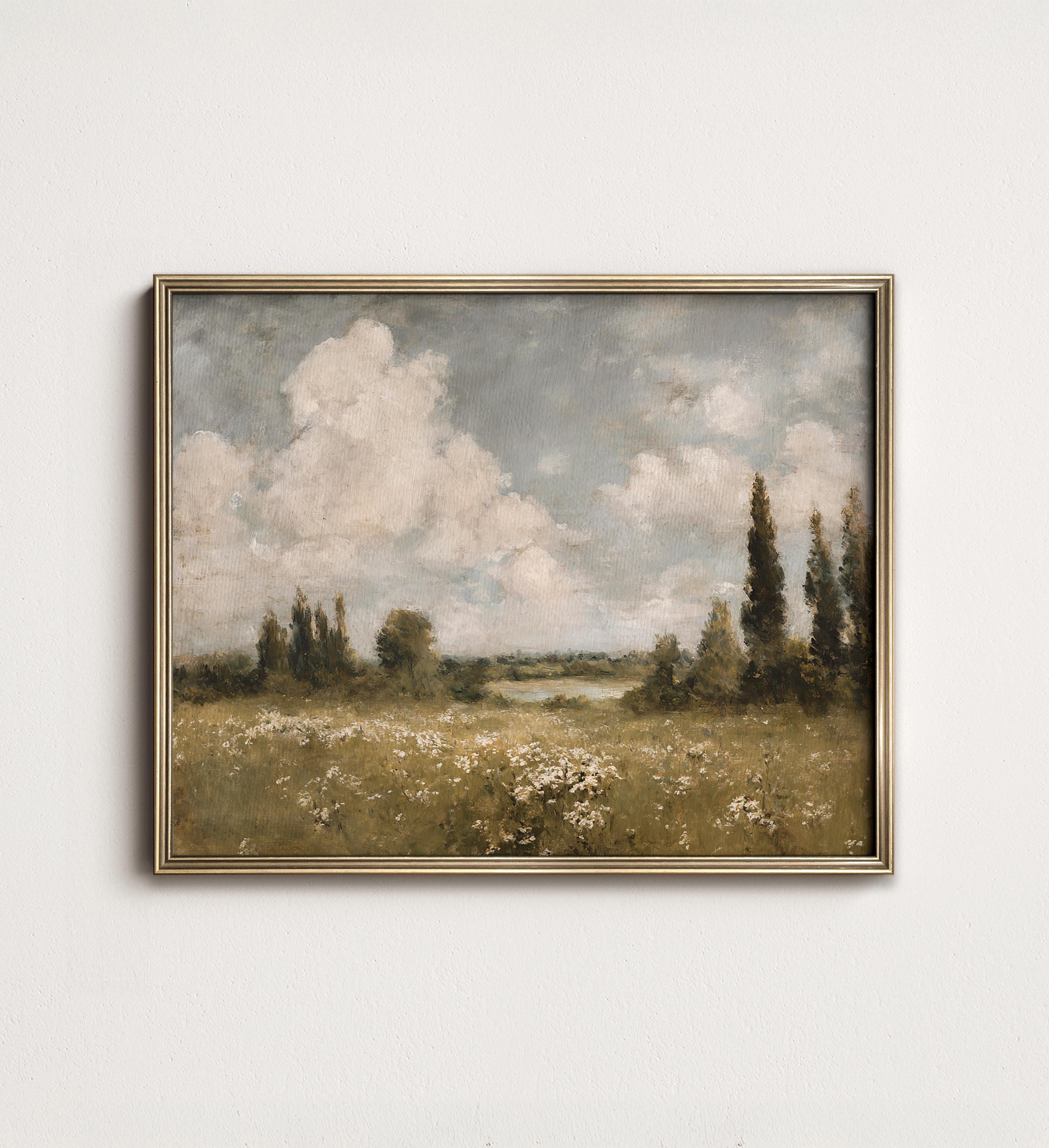 Wildflower Meadow Landscape Print, Rustic Farmhouse Wall Art, Printable ...