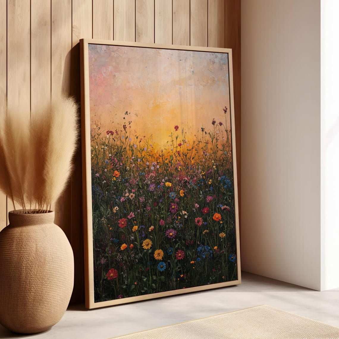 Wildflower Meadow Sunrise Classic Vintage Inspired Cottagecore Sunset ...